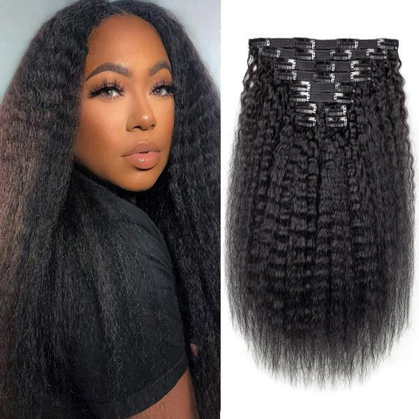 Kit Extensions à Clips Kinky Straight Noir 120 gr – Miami Hair Shop