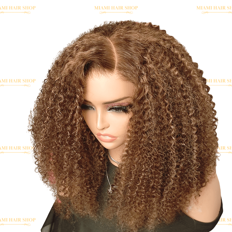 Perruque Kinky Curly Sans Colle – Brun Méché 7x6 – Miami Hair Shop