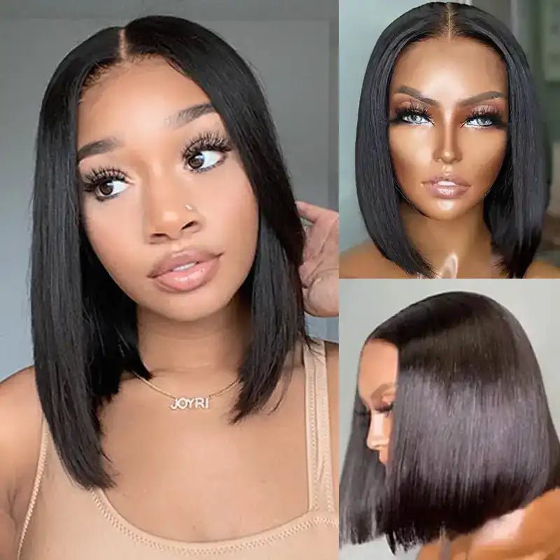 Prédécoupé Perruque cheveux naturels Bobo Wig Front Lace 4x4" | Raide ...